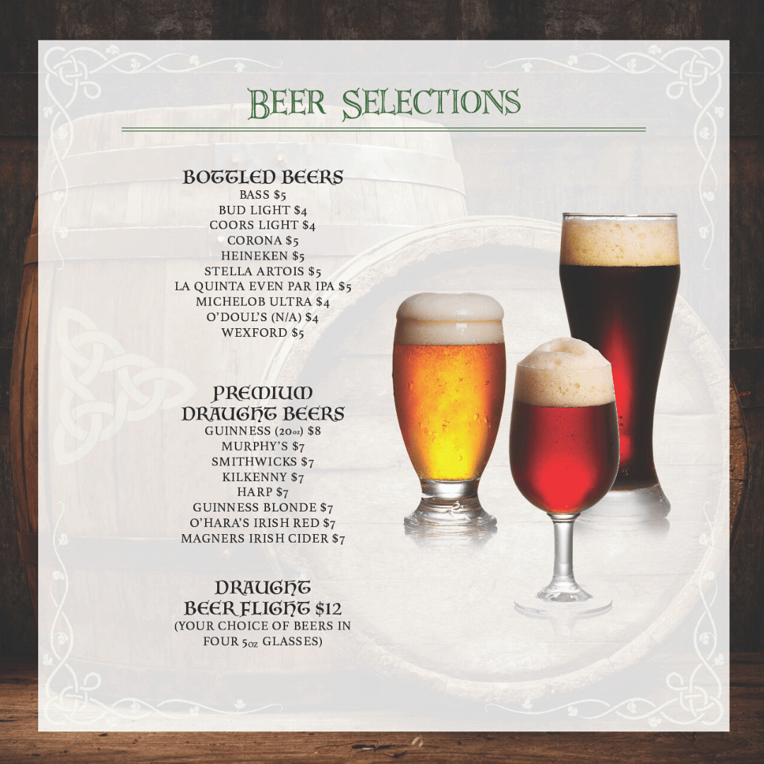 Drinks | Rancho Mirage, CA | O'Caines's Irish Pub