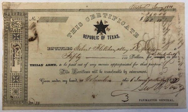 Republic of Texas Rare Currency and Documents | Texana History