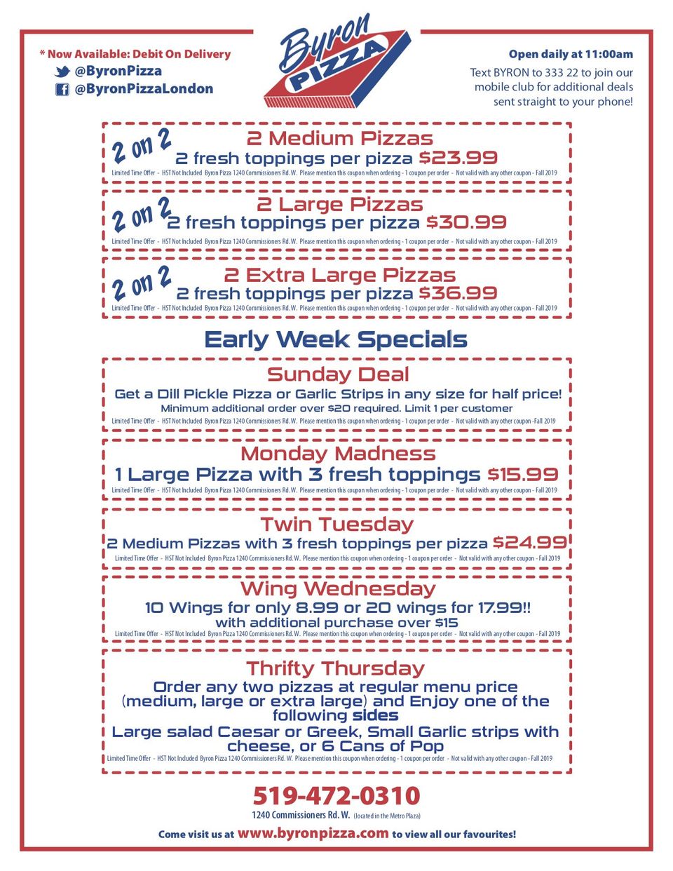 Byron PIzza - Coupons