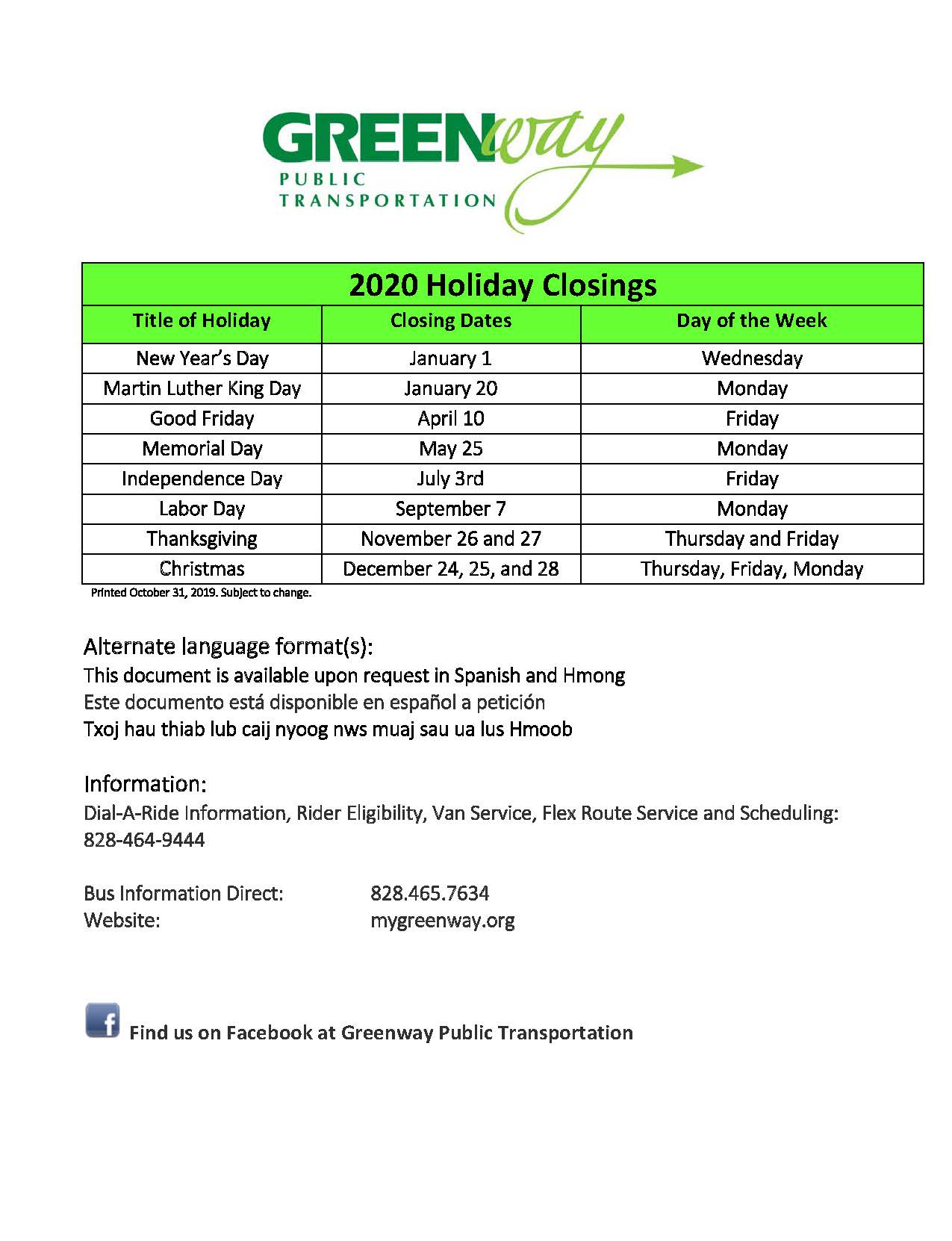 Greenway Public Transportation | WPRTA