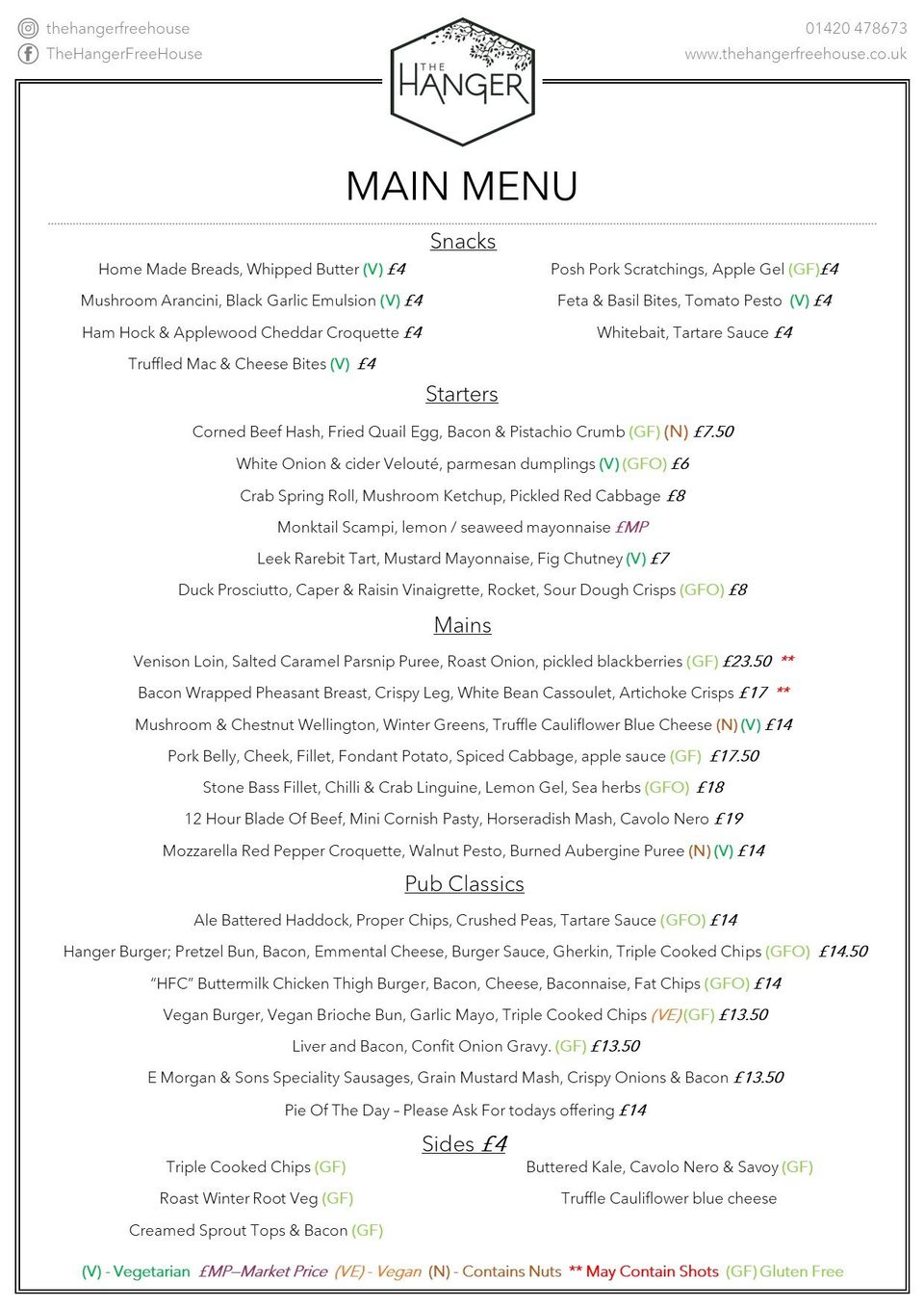 The Hanger Free House - Country Pub & Restaurant Hampshire