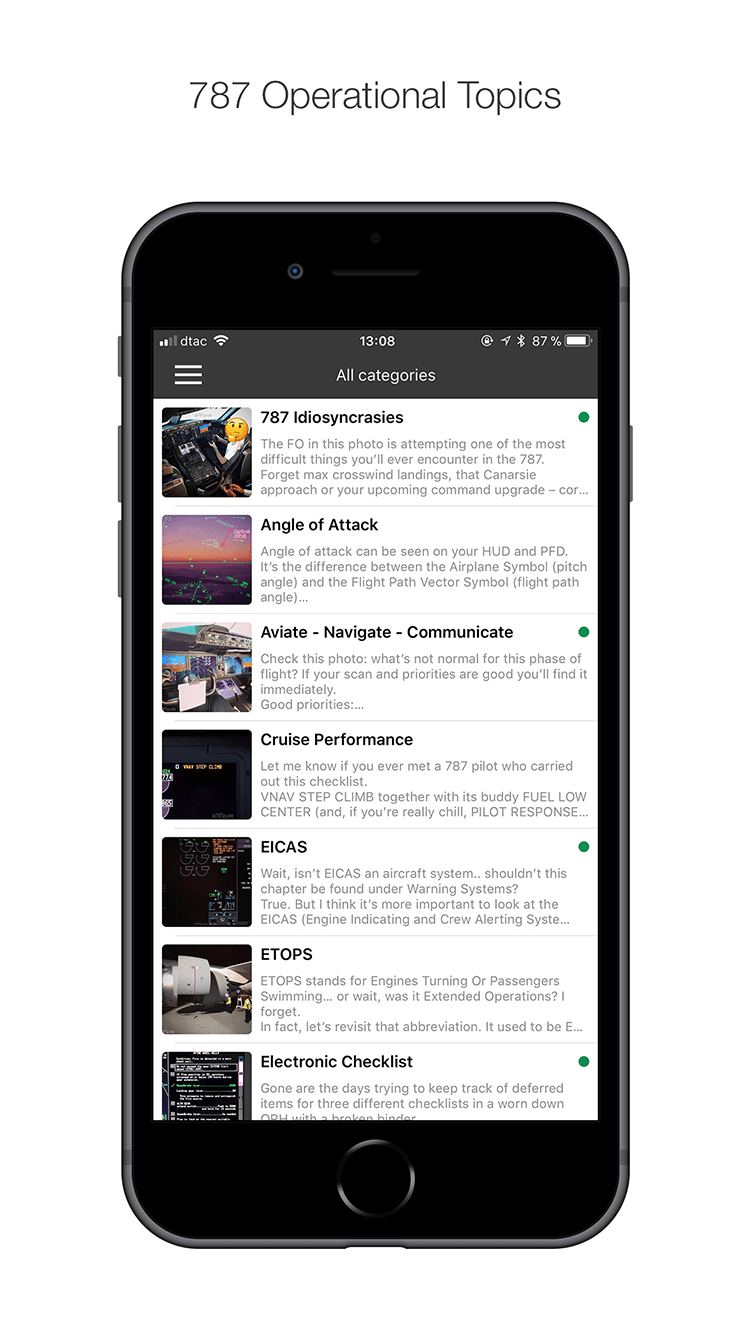 Boeing 787 Guide App. The iOS app for the Boeing Dreamliner B787.