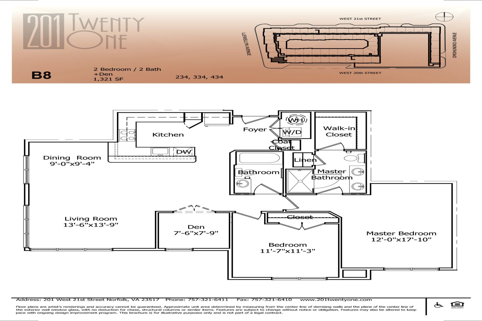 201 Twenty One | Studio, One, and Two-Bedroom Floor Plans