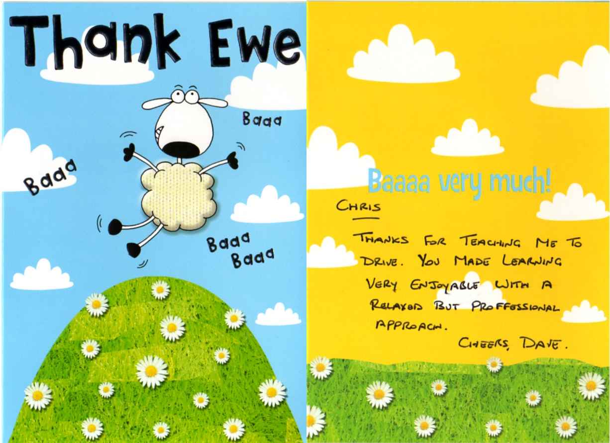 Thank You Cards to Drive Safe Driving School