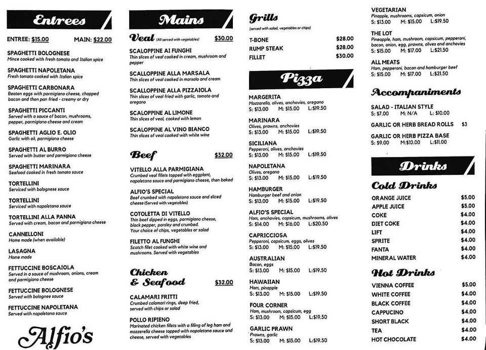 Pizza Parlour | Orange | Alfio’s Pizzeria | Alfio's Pizzeria