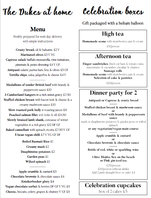 The Dukes | Menus