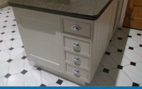 Spray painting kitchen cabinet doors in Gloucestershire