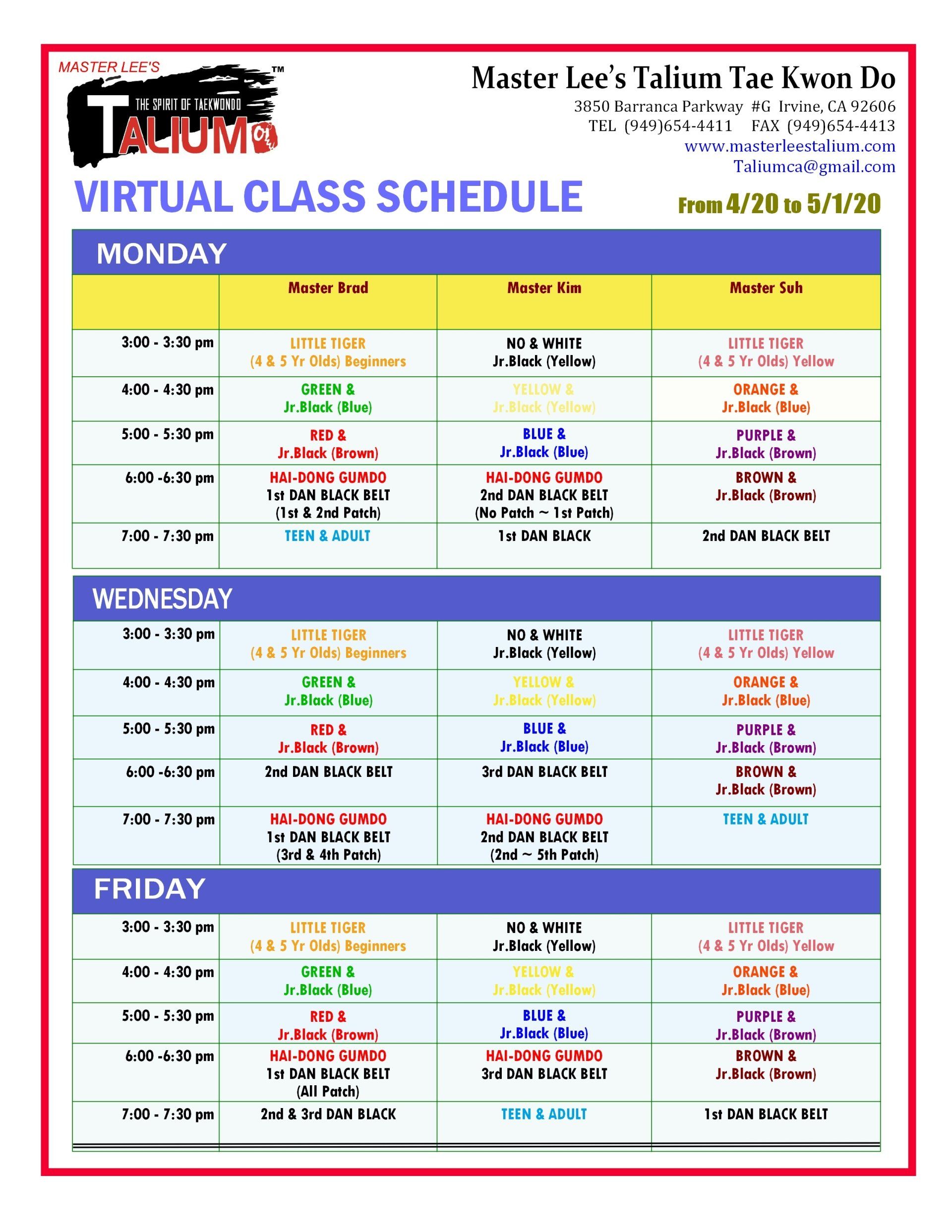 Karate Class – Tustin, CA - Master Lee’s Talium