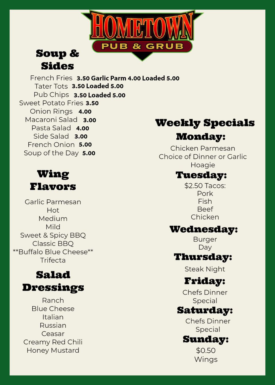 Food & Drinks | Scotia, NY | Hometown Pub & Grub