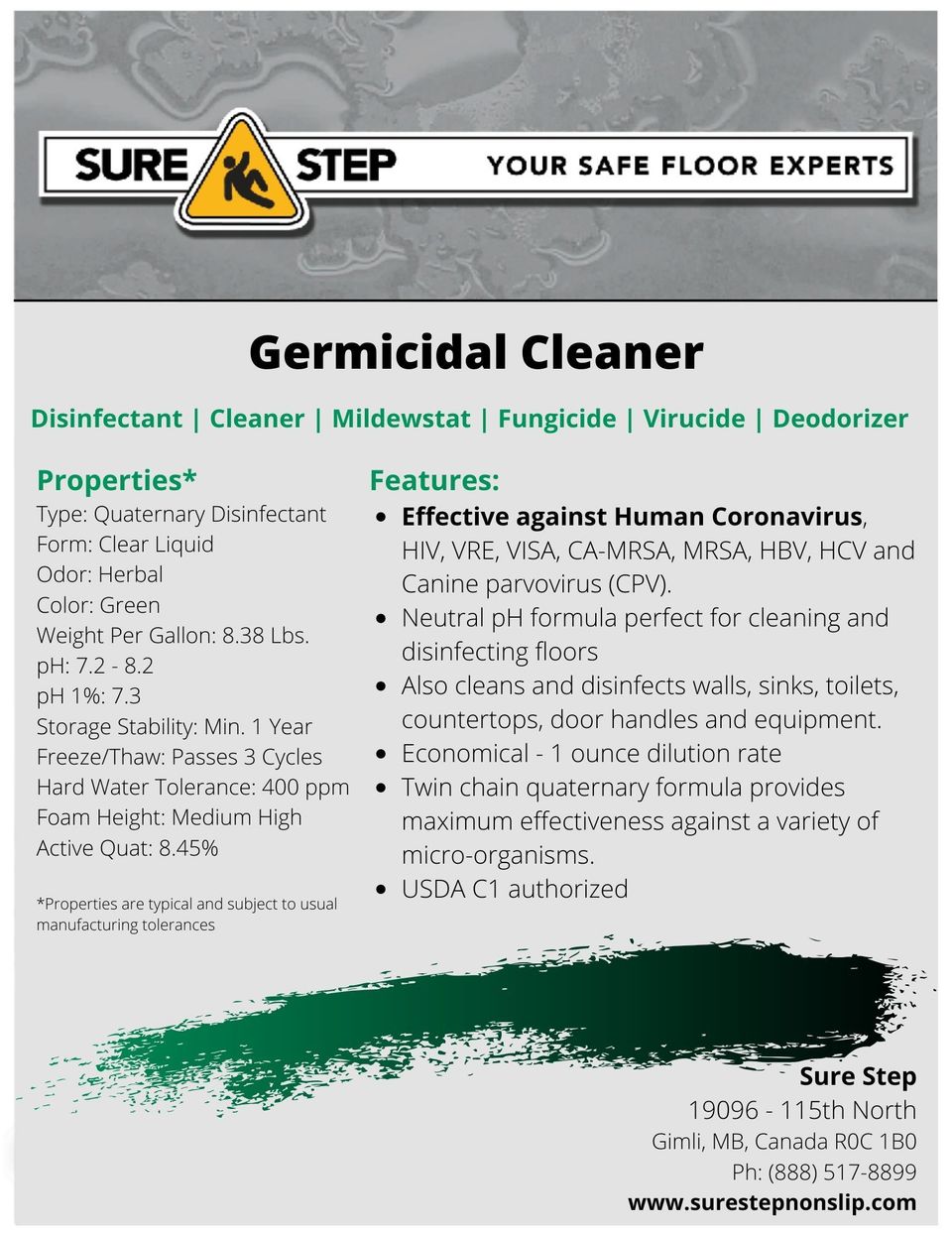 Slippery Floor Products | Germicidal Cleaner | Sure Step Non-Slip