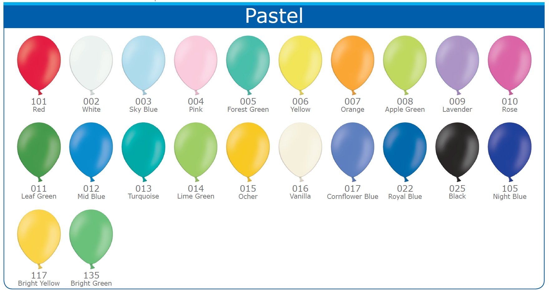 Let's Party | Balloon Colour Charts