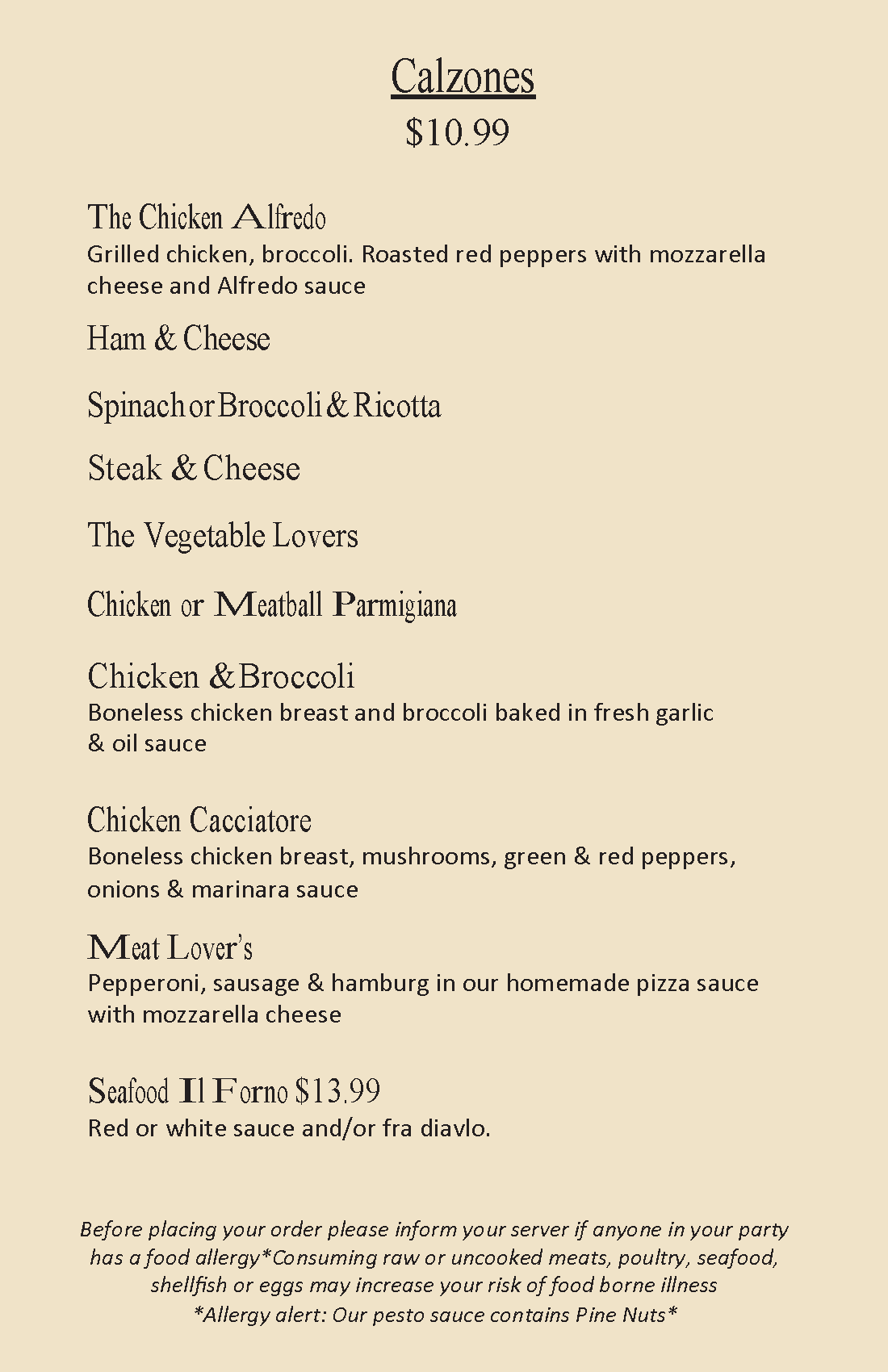 Il Forno Lunenburg Ma 01462 Lunch Menu