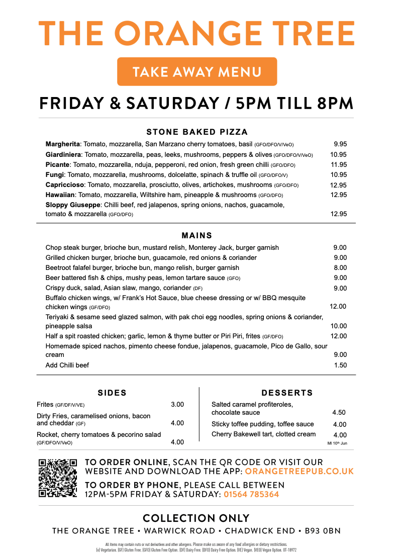 The Orange Tree, Chadwick End - Restaurant and Country Pub in Solihull ...