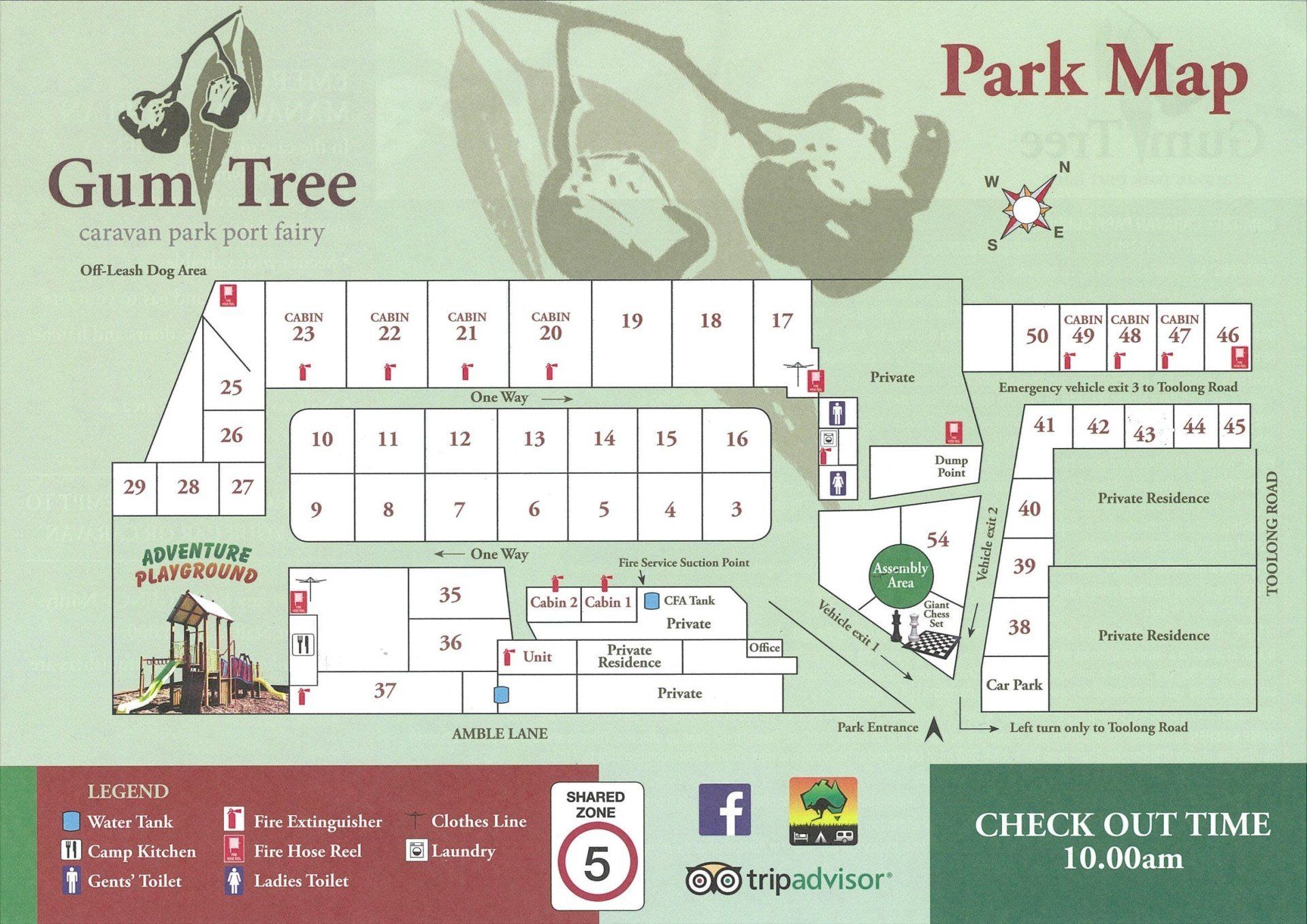 Gum Tree Caravan Park - Port Fairy, VIC - Park Map