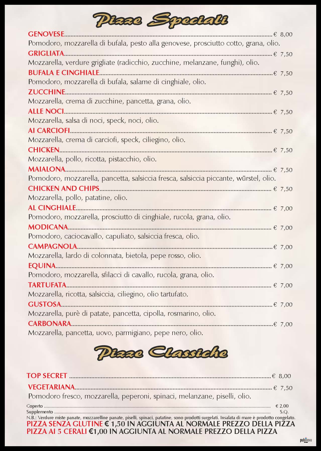 Ristorante cucina tipica mediterranea - Modica - La Contea - Menu
