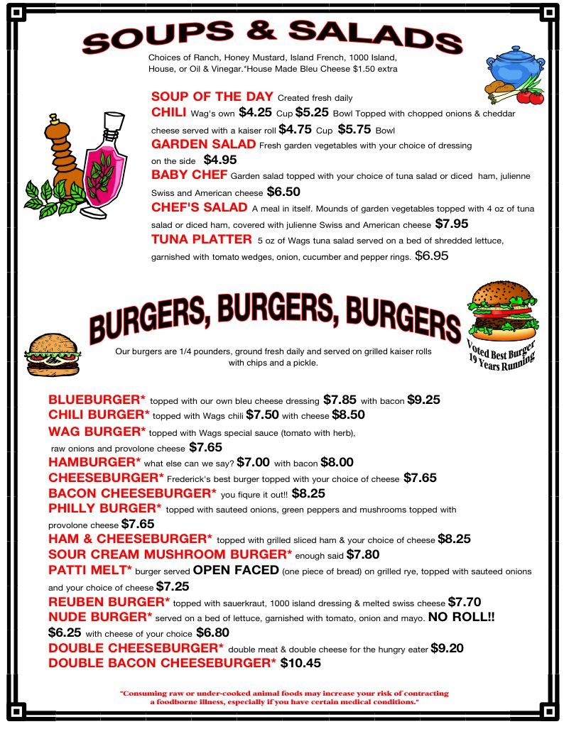 Wags Restaurant Frederick MD, Burgers Frederick MD, Wags Frederick ...